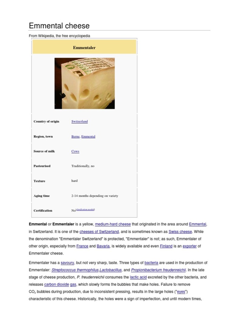 Emmental Cheese: Emmentaler | PDF | Cheese | Cuisine