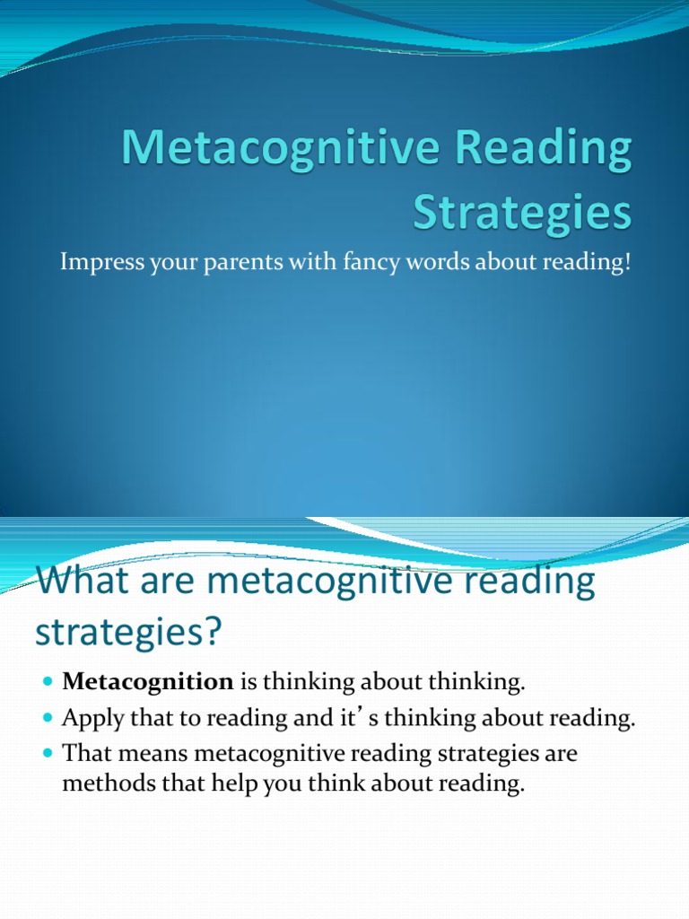 Metacognitive Reading Strategies Burke | Metacognition | Question