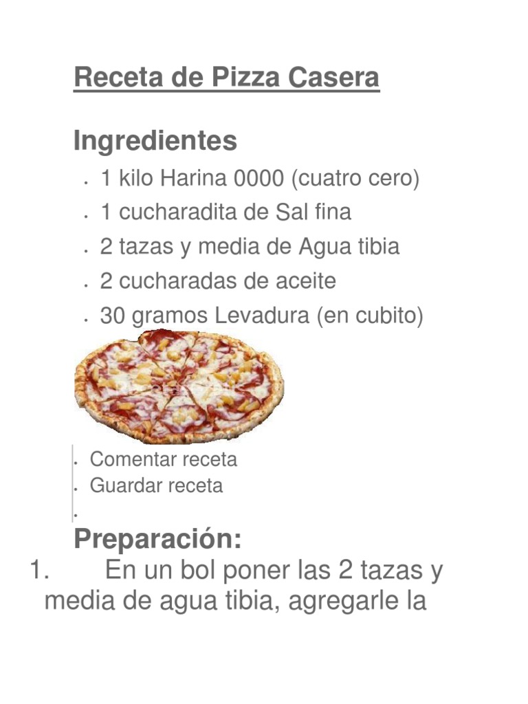 Receta de Pizza Casera | PDF