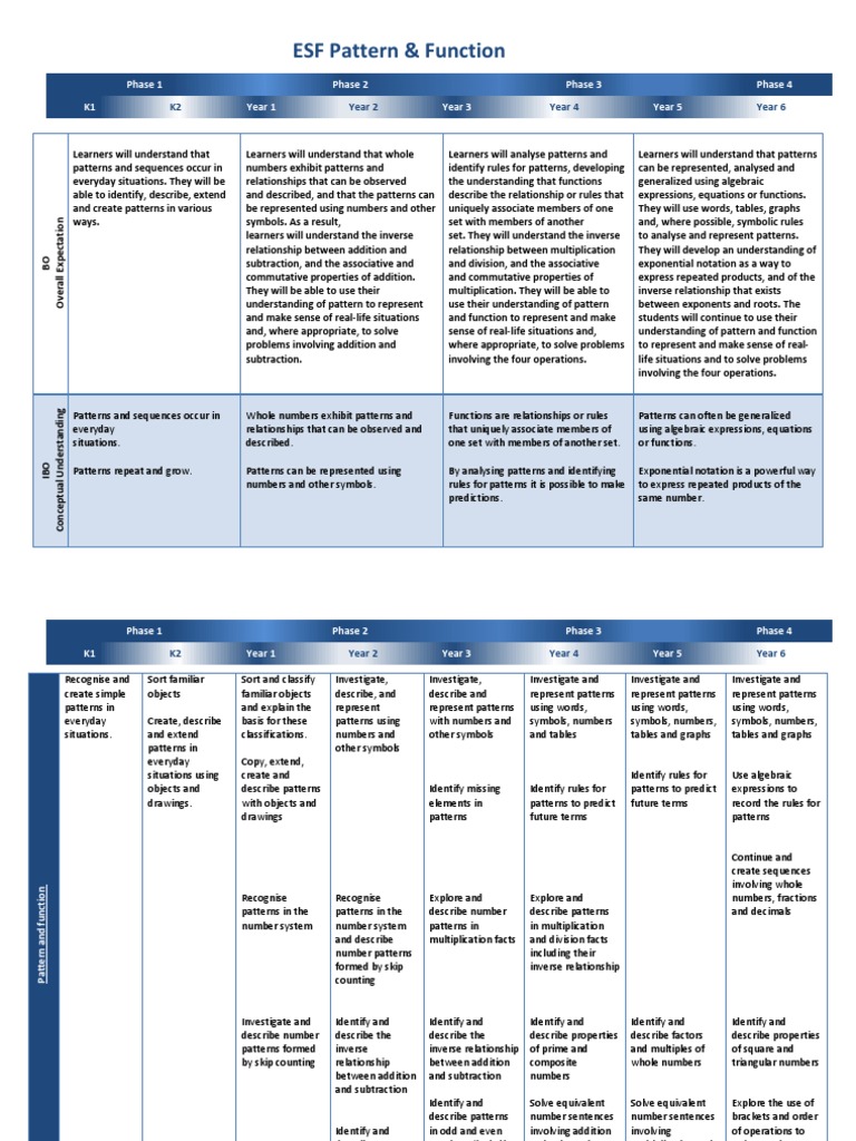 ESF Pattern and Function S&S 2013 | PDF | Function (Mathematics ...