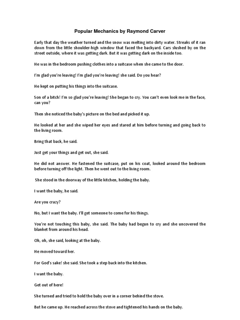 Popular Mechanics by Raymond Carver | PDF