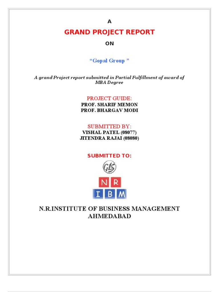 Grand Project Report: "Gopal Group " | PDF | Retail | Rolling ...