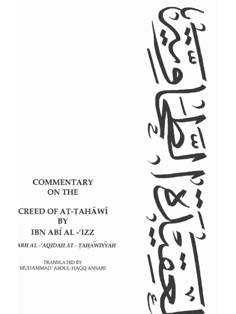 Commentary On The Creed of Abu Jaafar at Tahawi | PDF | Salafi Movement ...