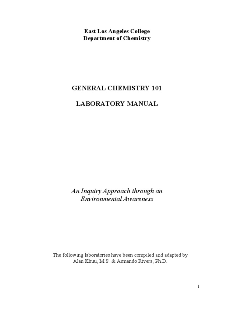 Chem 101 Lab Manual | PDF | Sewage Treatment | Reclaimed Water