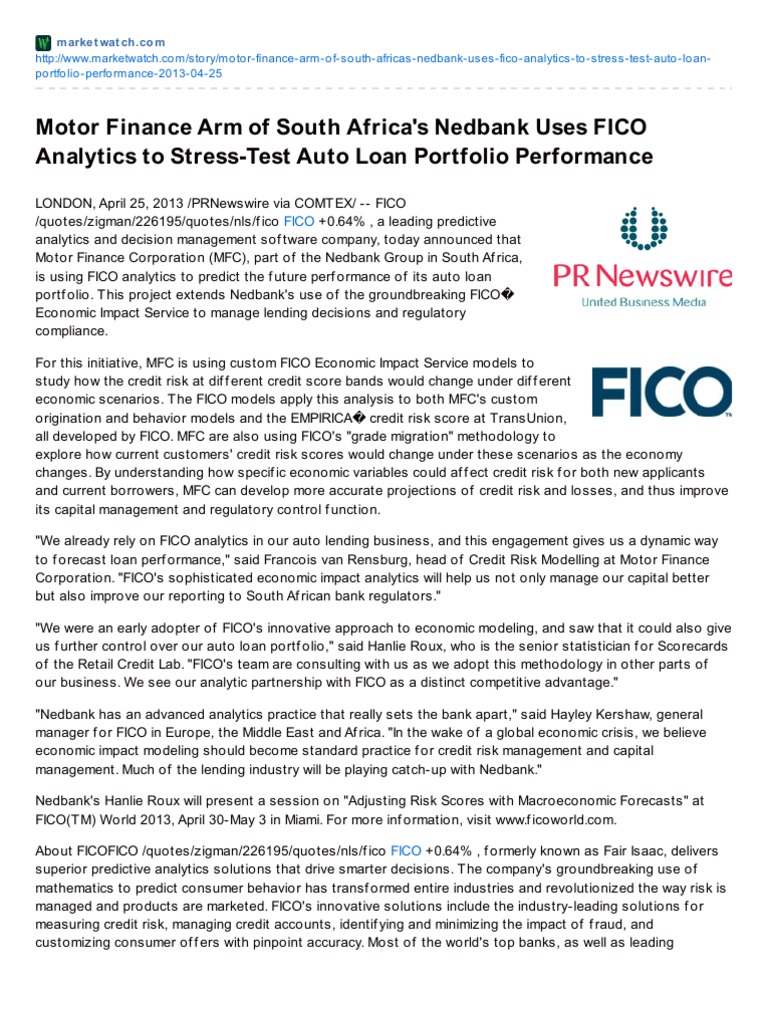 Fico System Sa Banks Use Maths and Management Systems | PDF | Analytics ...