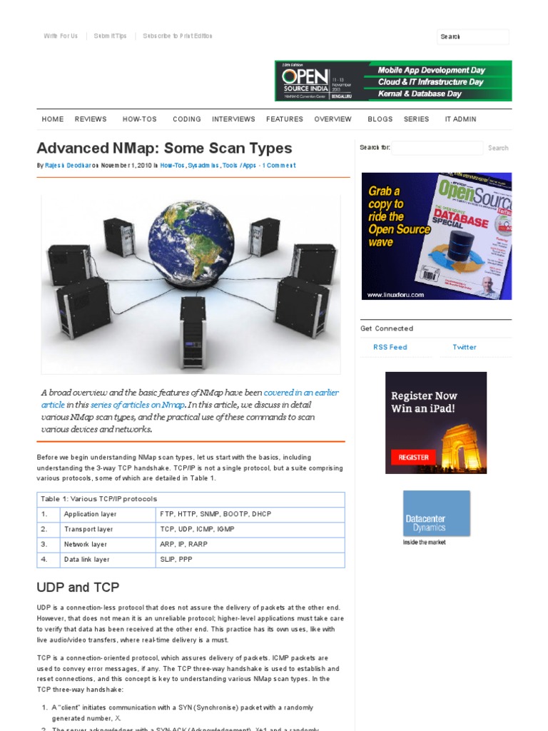 Advanced Nmap: Some Scan Types: Udp and TCP | PDF