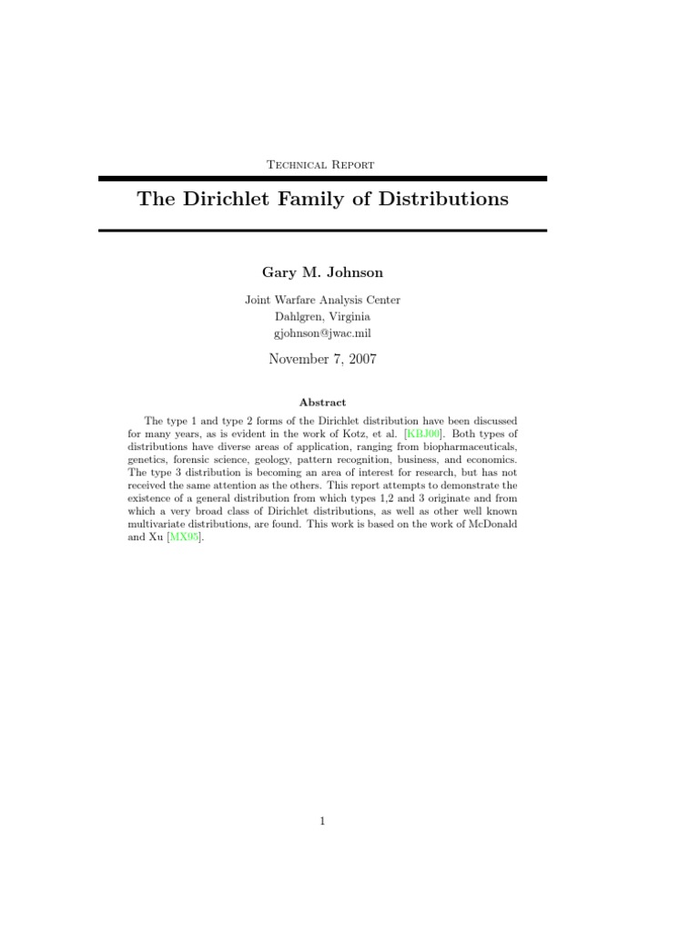 Family of Dirichlet Distributions | PDF | Probability Distribution ...