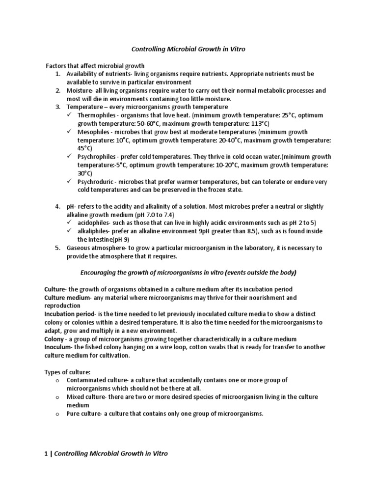 Controlling Microbial Growth in Vitro | PDF | Growth Medium | Bacteria
