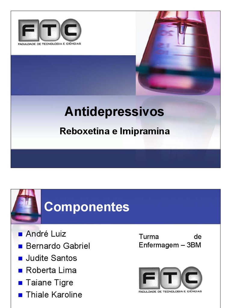 Antidepressivos - Imipramina e Reboxetina | PDF | Antidepressivo ...