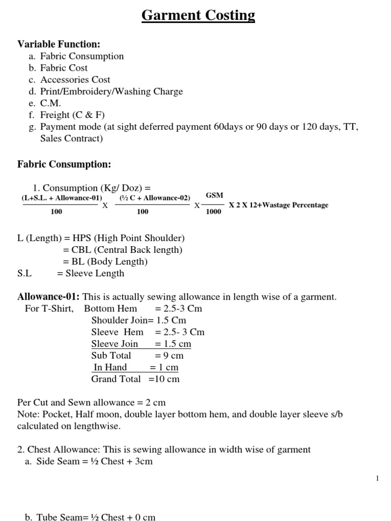 Garment Costing Final | PDF | Cargo | Textiles