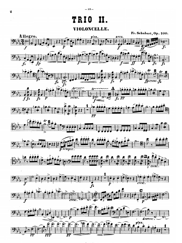 Schubert - Piano Trio Op. 100 - CELLO PART