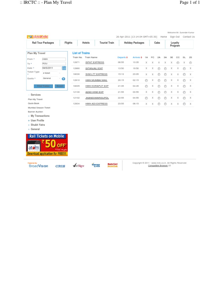 List of Trains: Plan My Travel | PDF