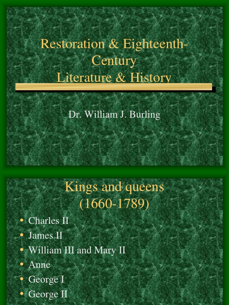 Restoration and Georgian Literature Overview | PDF | Alexander Pope ...