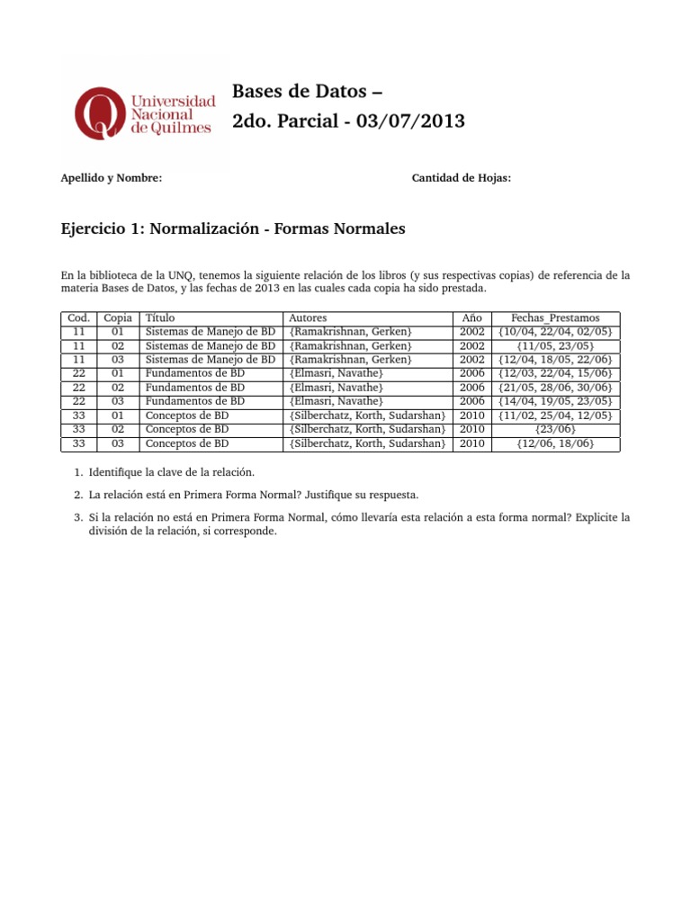 2do Parcial | PDF | SQL | Tabla (base de datos)