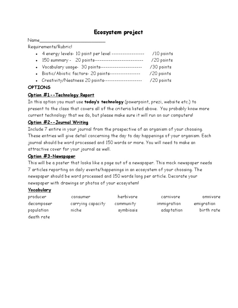 Ecosystem Project Guidelines and Options | PDF