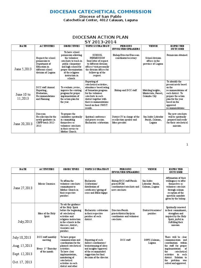 Diocesan Action Plan 2013-2014 | Confirmation | Eucharist