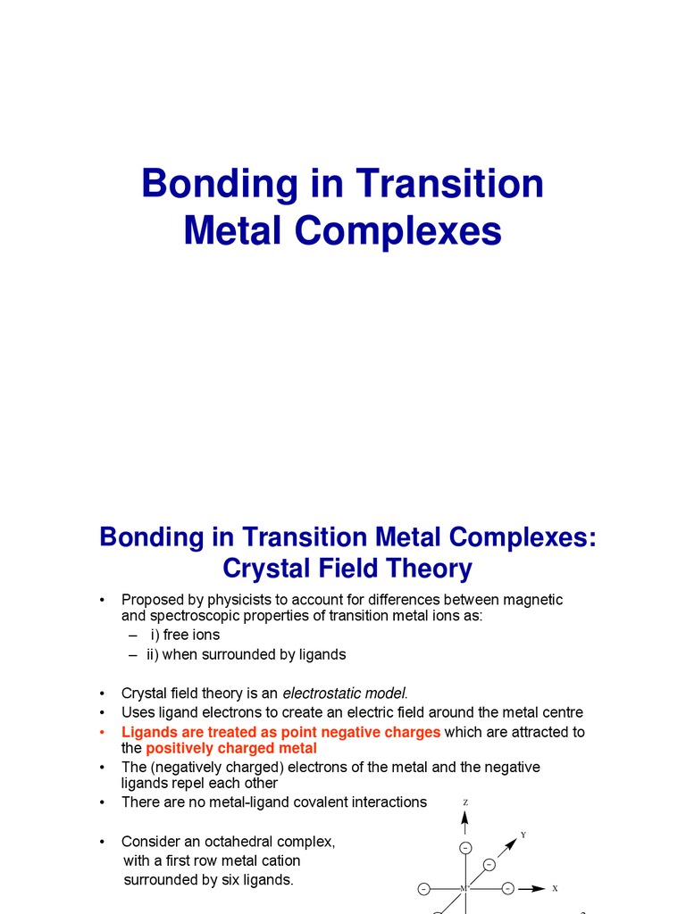Bonding in Transition Metal Complexes | Download Free PDF ...