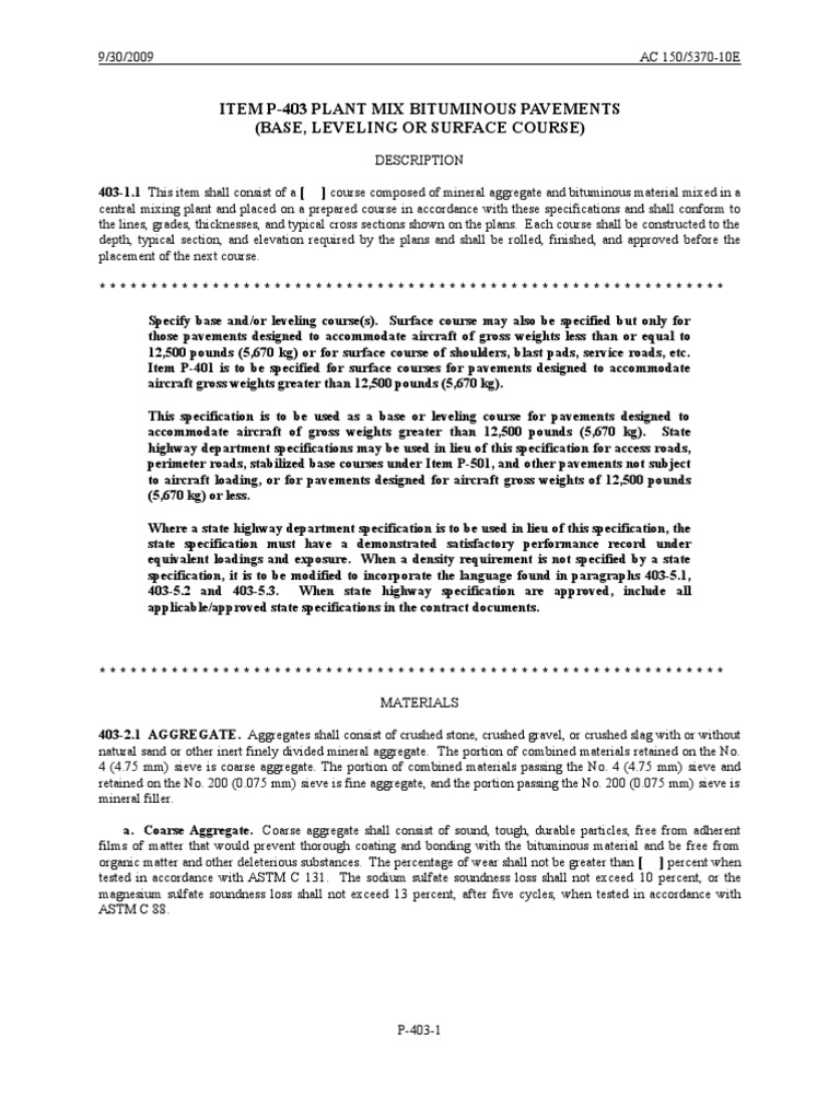 Plant Mix Bituminous Pavements (Base, Leveling or Surface Course) | PDF | Road Surface ...
