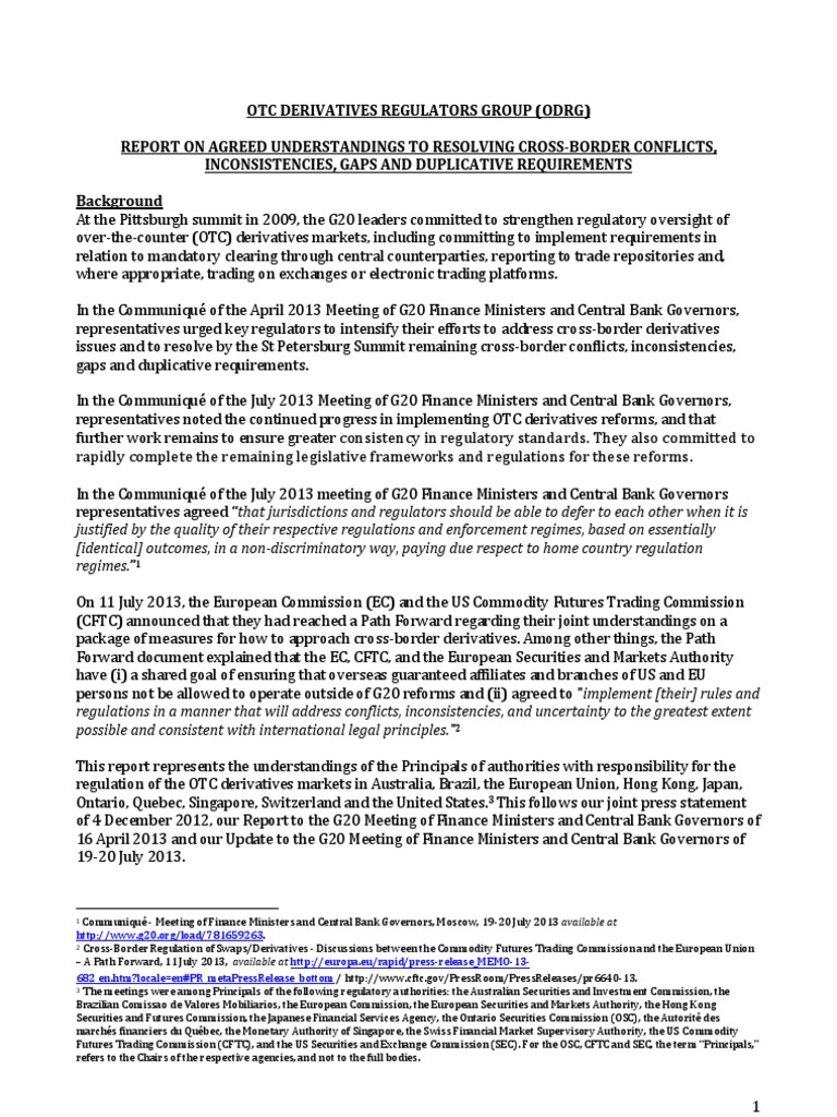 O DRG Report | PDF | Commodity Futures Trading Commission | Derivative ...