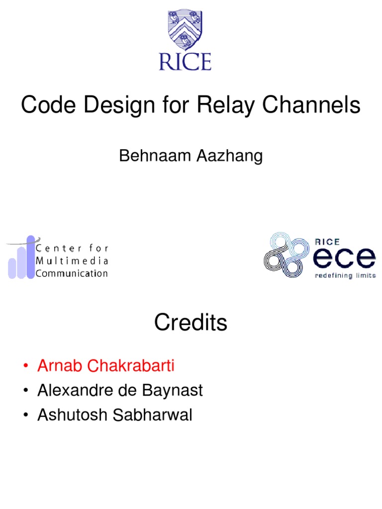 Code Design For Relay Channels | PDF | Low Density Parity Check Code ...