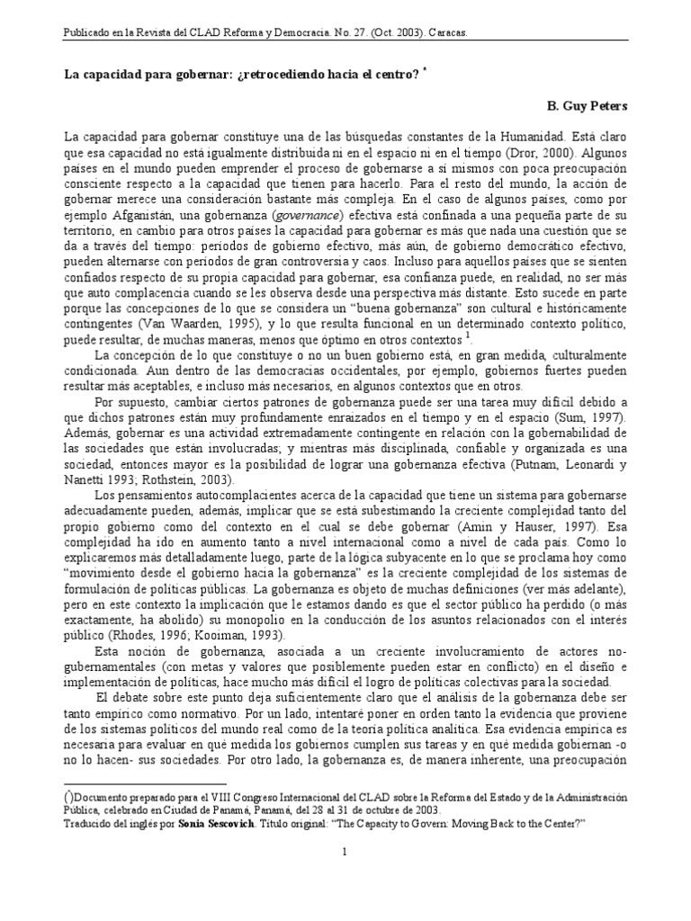 La Capacidad para Gobernar | PDF | Finanzas y dinero | Política