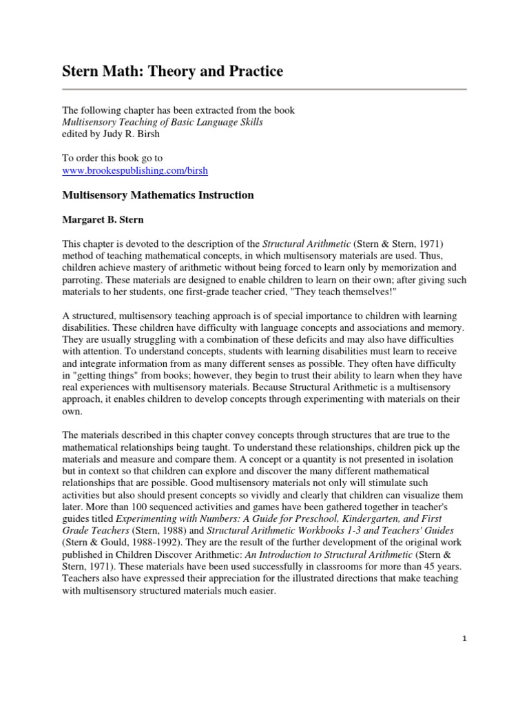 Stern Math Theory and Practice | PDF | Multiplication | Concept