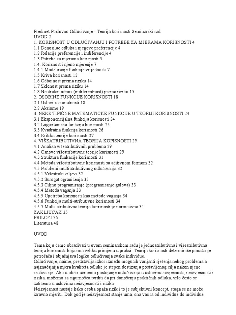 Teorija Korisnosti | PDF