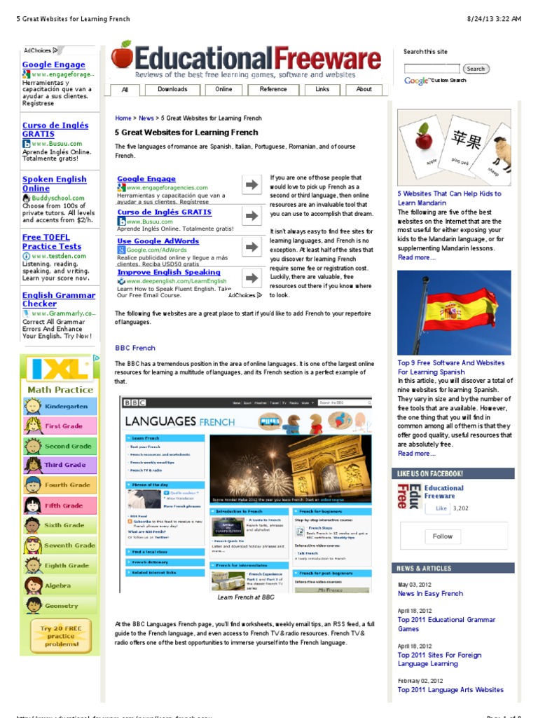 5 Great Websites For Learning French | Download Free PDF | Websites ...