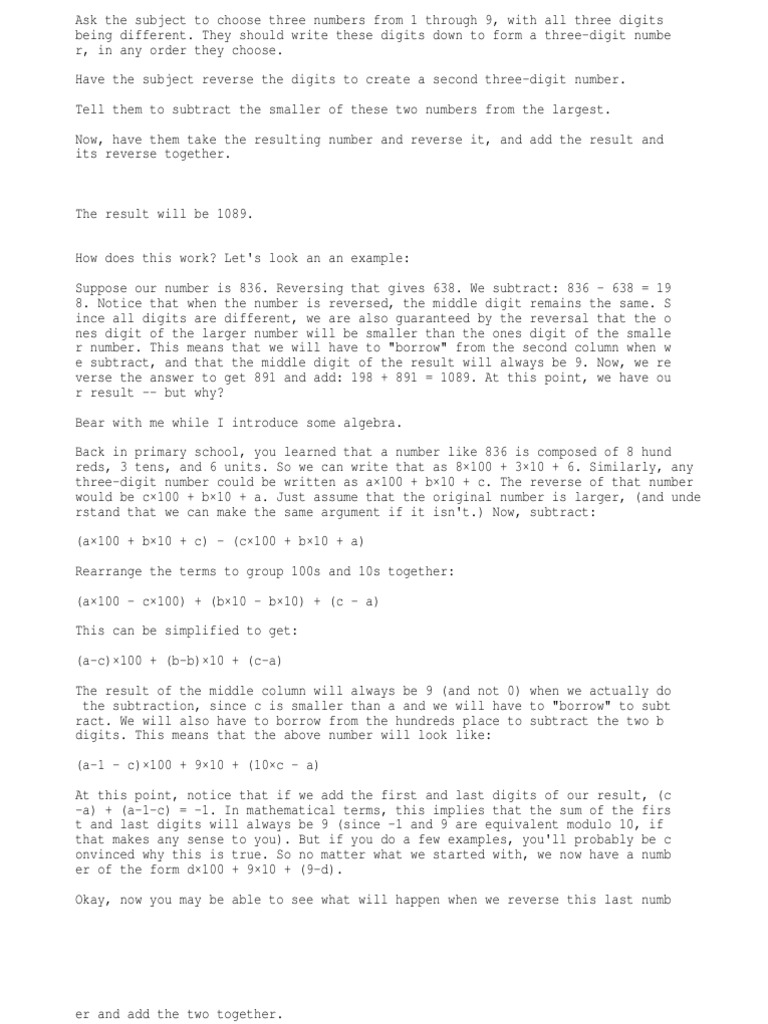 Magic Numbers | PDF | Subtraction | Mathematical Objects