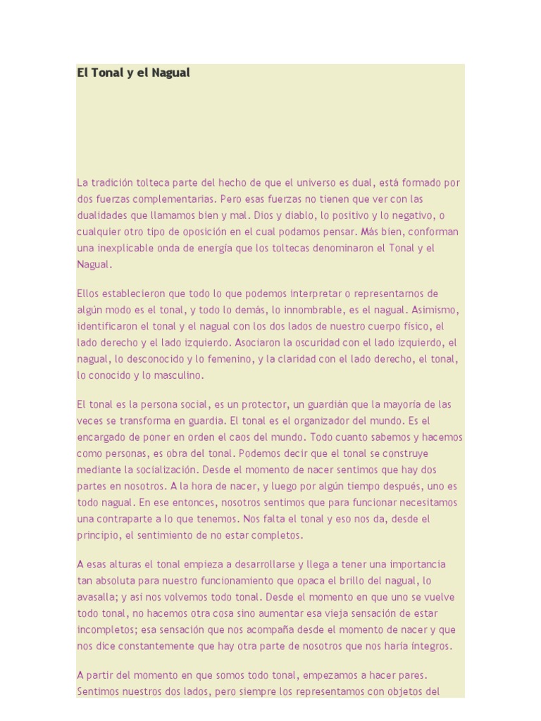 El Tonal y El Nagual | PDF | Dios | Alma