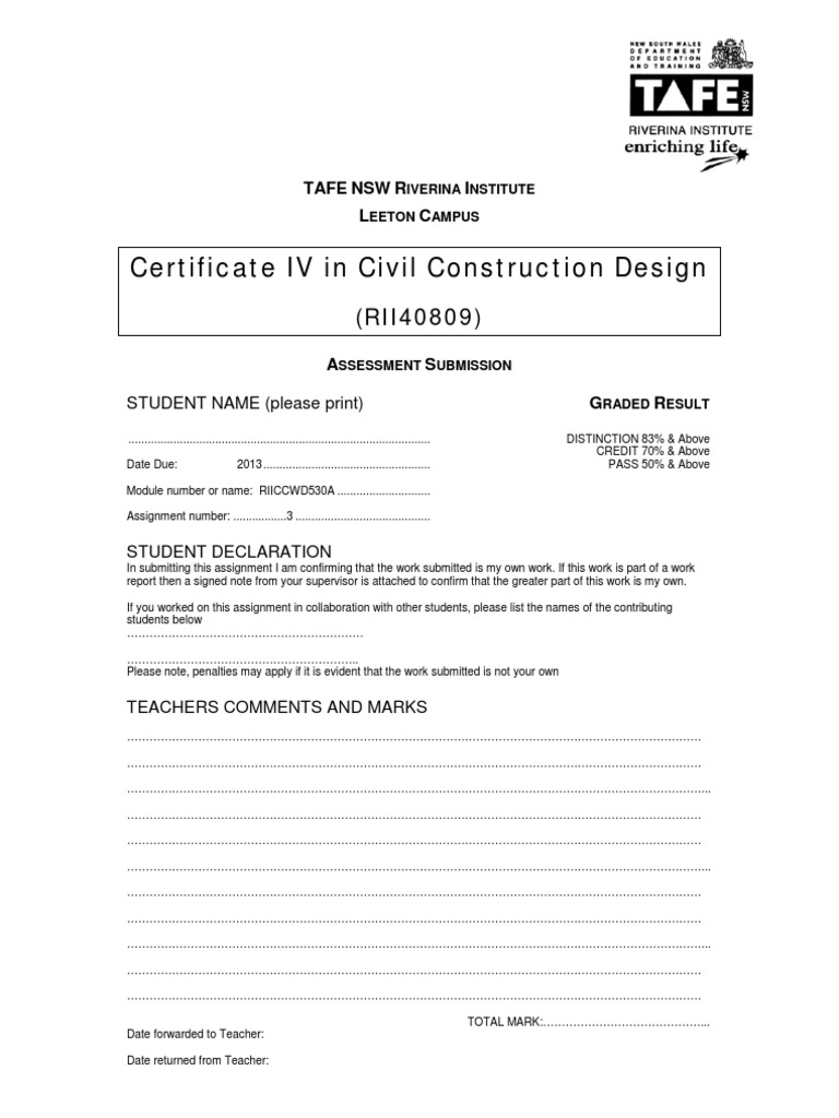 Certificate IV in Civil Construction Design: Tafe NSW R I L C | PDF ...