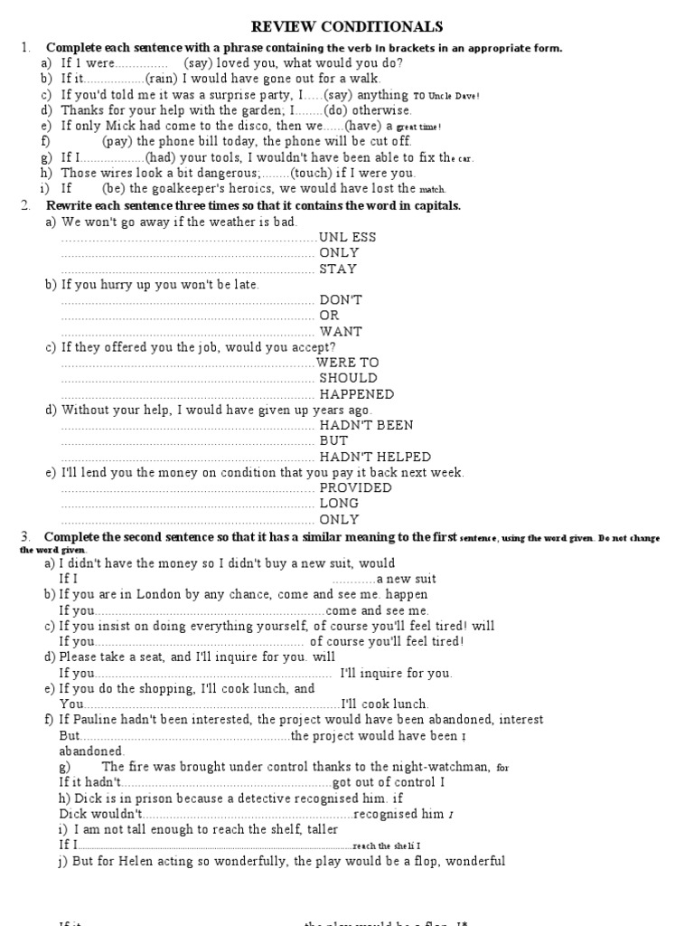 Review Conditionals | PDF | Leisure