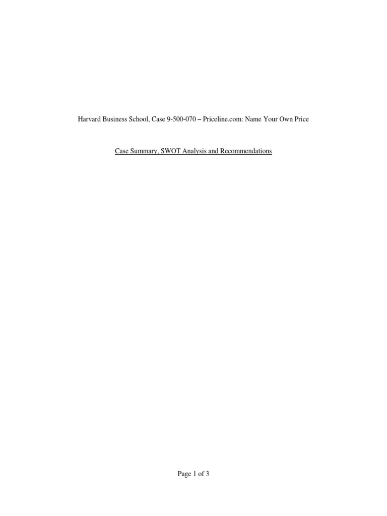 Priceline Case 1 Analysis | PDF | Priceline.Com | Swot Analysis