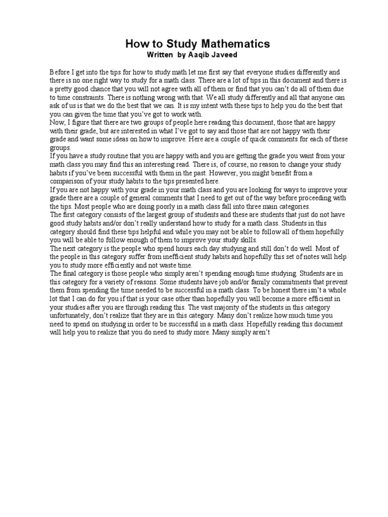 How to Excel in Math - 40 Tips | PDF | Test (Assessment) | Tutor