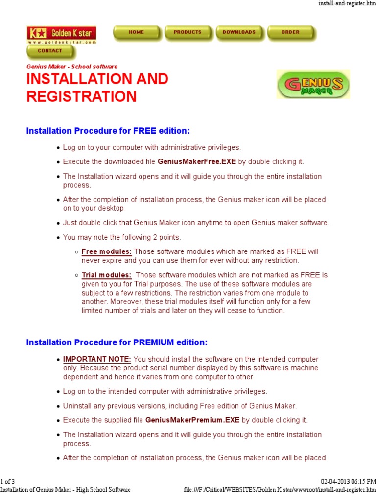 Genius Maker Software Installation Guide | PDF