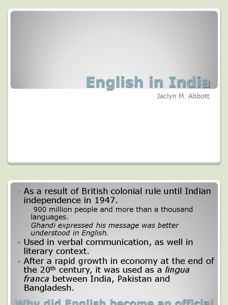 English as India's Lingua Franca | PDF