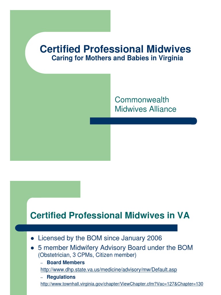VA Dept of Health Protocols for Midwives | Midwife | Childbirth