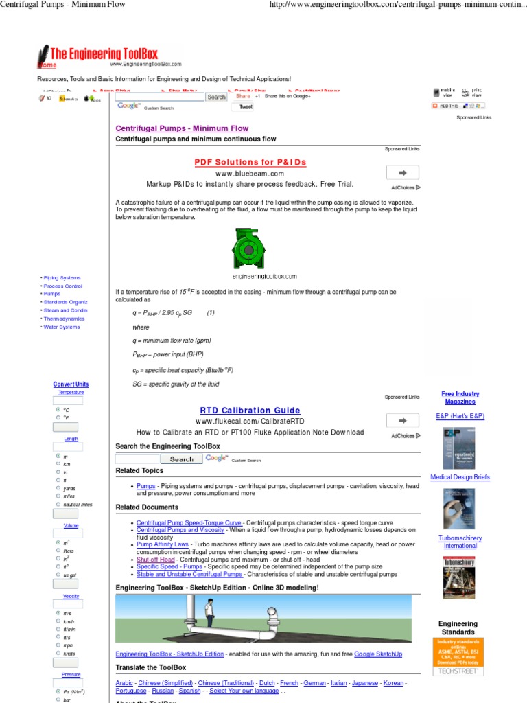 Centrifugal Pumps - Minimum Flow | PDF | Pump | Fluid Dynamics