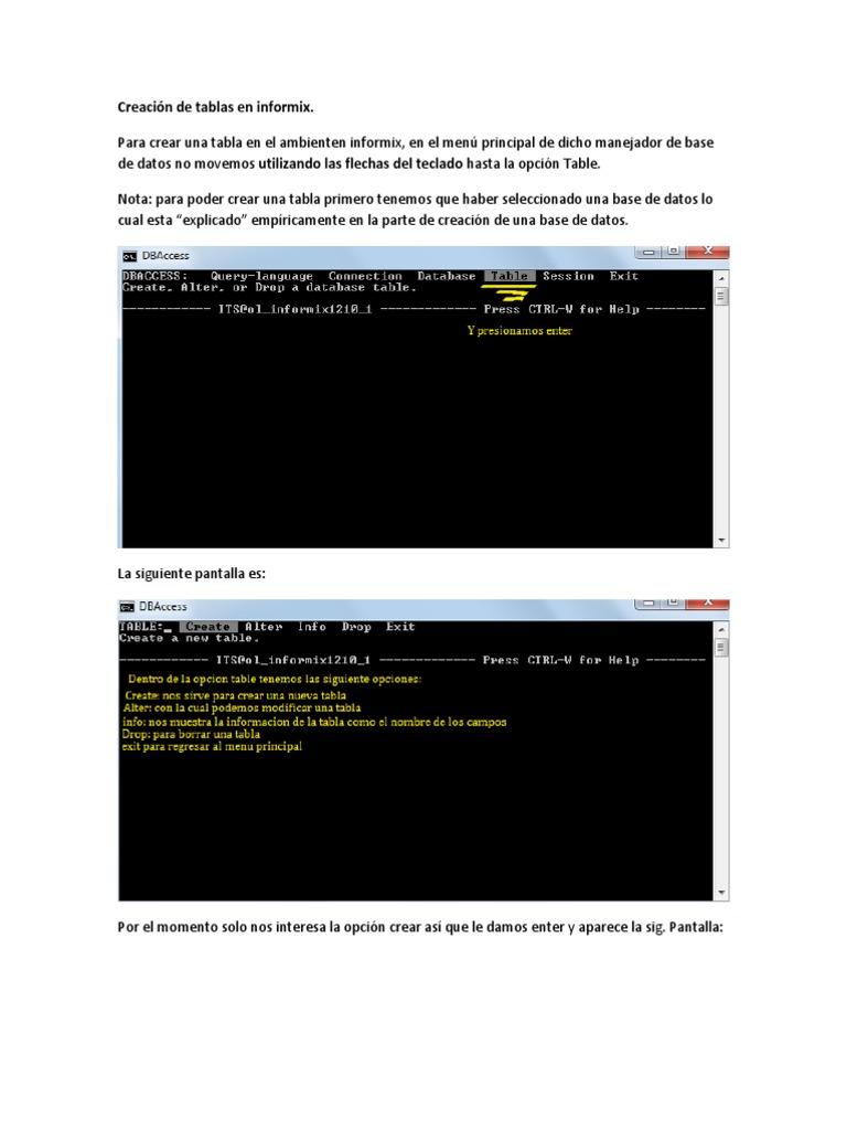 Creación de Tablas en Informix | PDF | Tabla (base de datos) | Informática