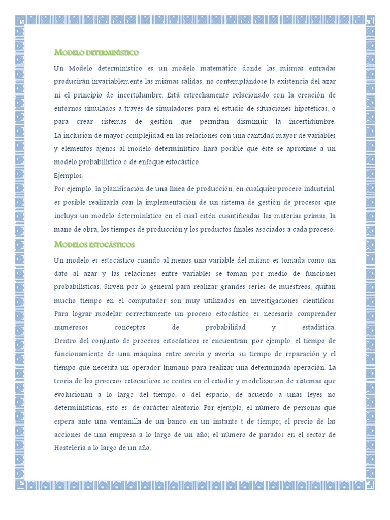 Modelo Determinístico | PDF | Estocástico | Opción (Finanzas)