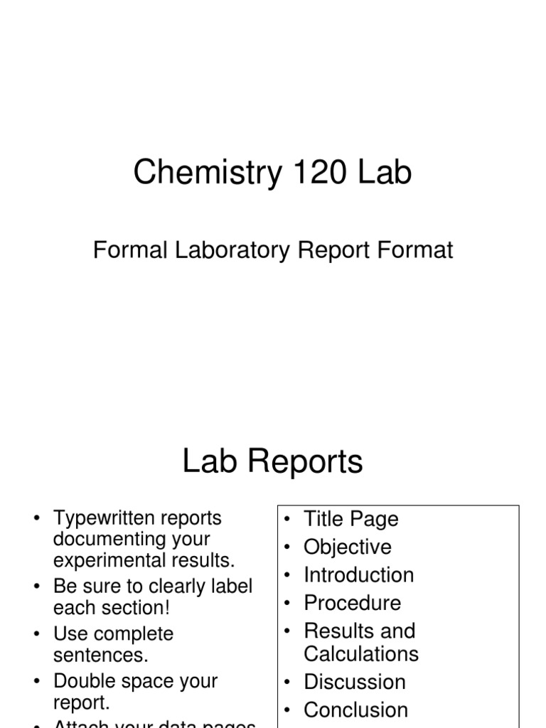 120 Formal Chemistry Lab Report Format | PDF | Gases | Experiment