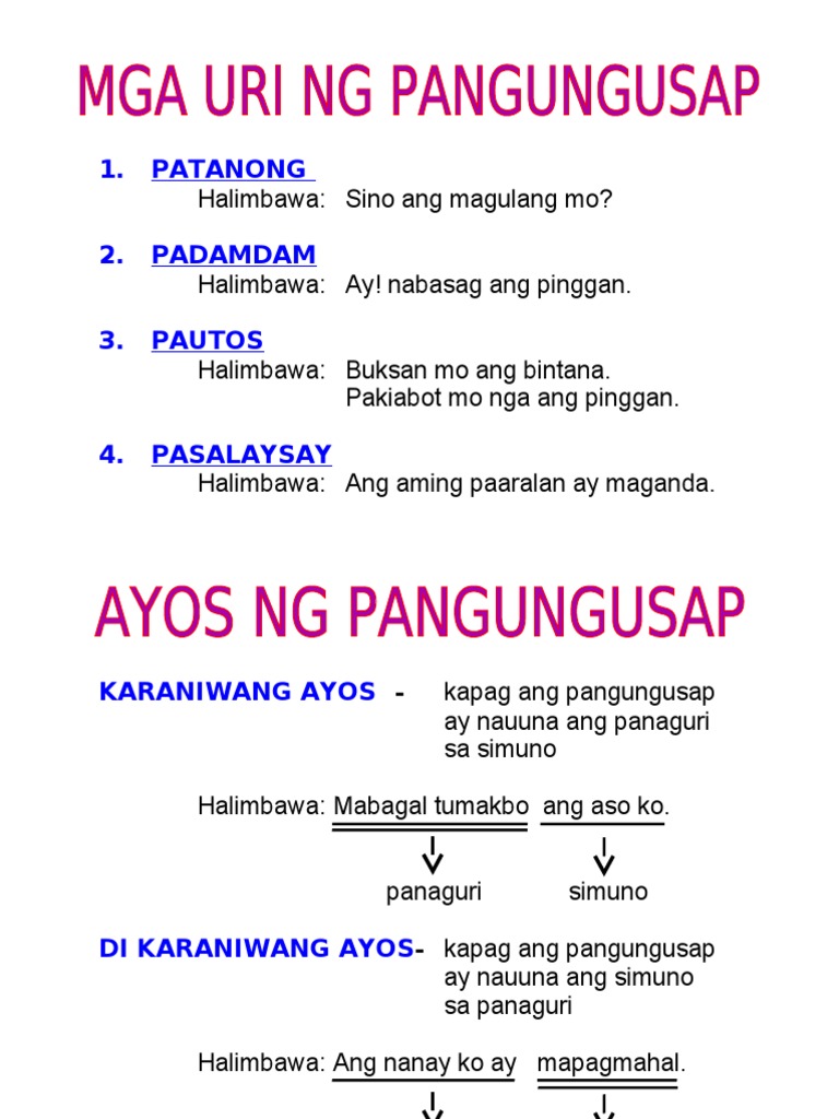 Mga Uri NG Pangungusap | PDF | Language Arts & Discipline | Foreign ...