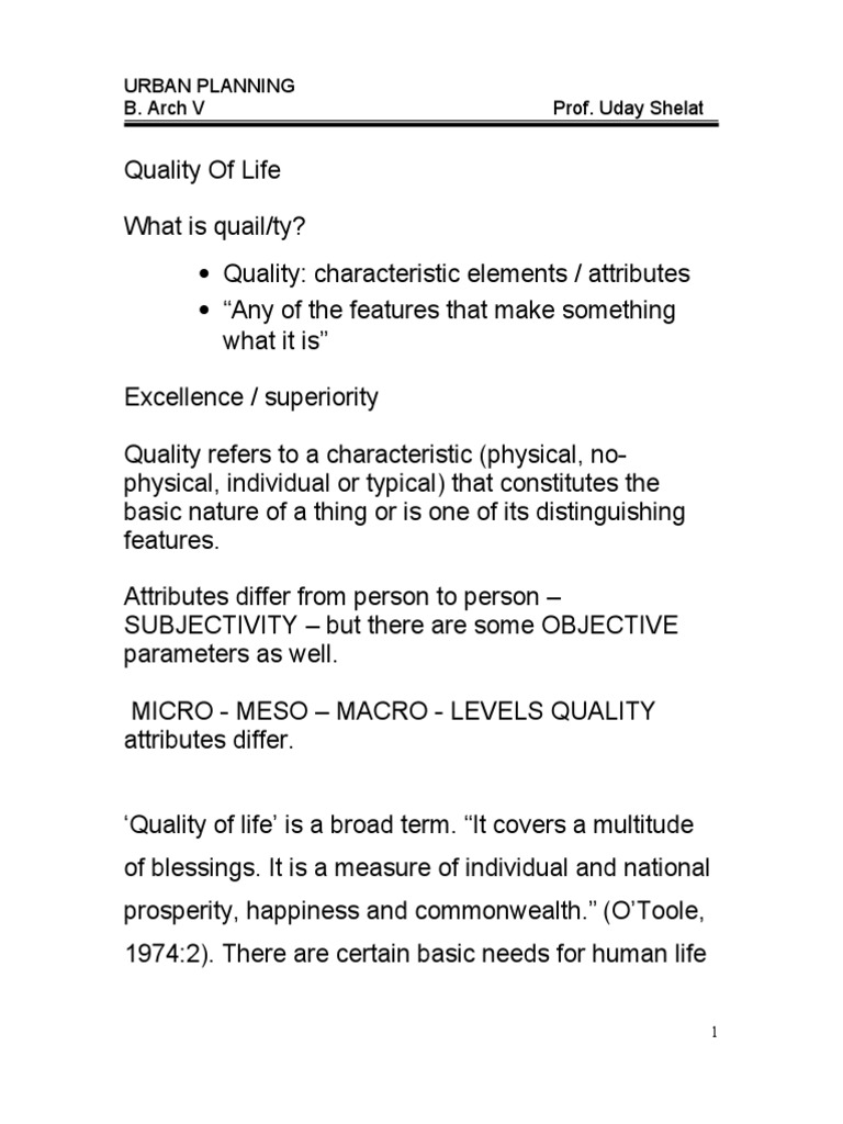 Quality of Life | PDF | Quality Of Life | Odor