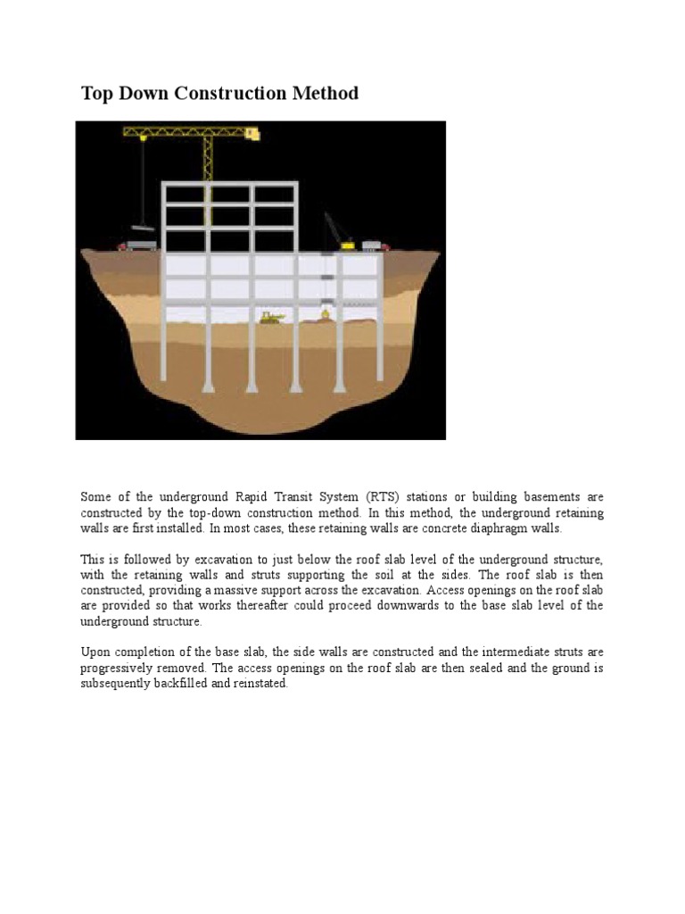 Top Down Construction Method Explained | PDF | Roof | Economic Sectors