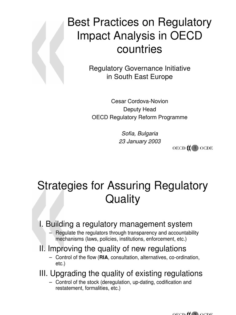 Best Practises RIA | PDF | Organisation For Economic Co Operation And ...