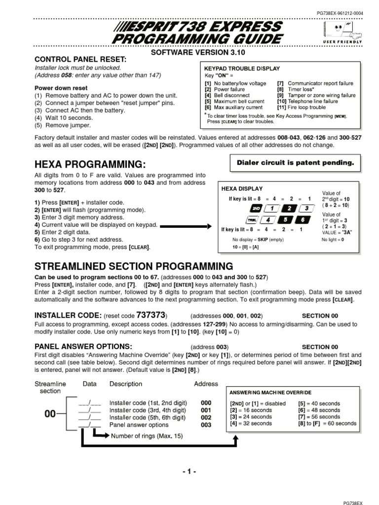 Paradox 738 EX Programming Guide | PDF | Telephone Number | Telephone