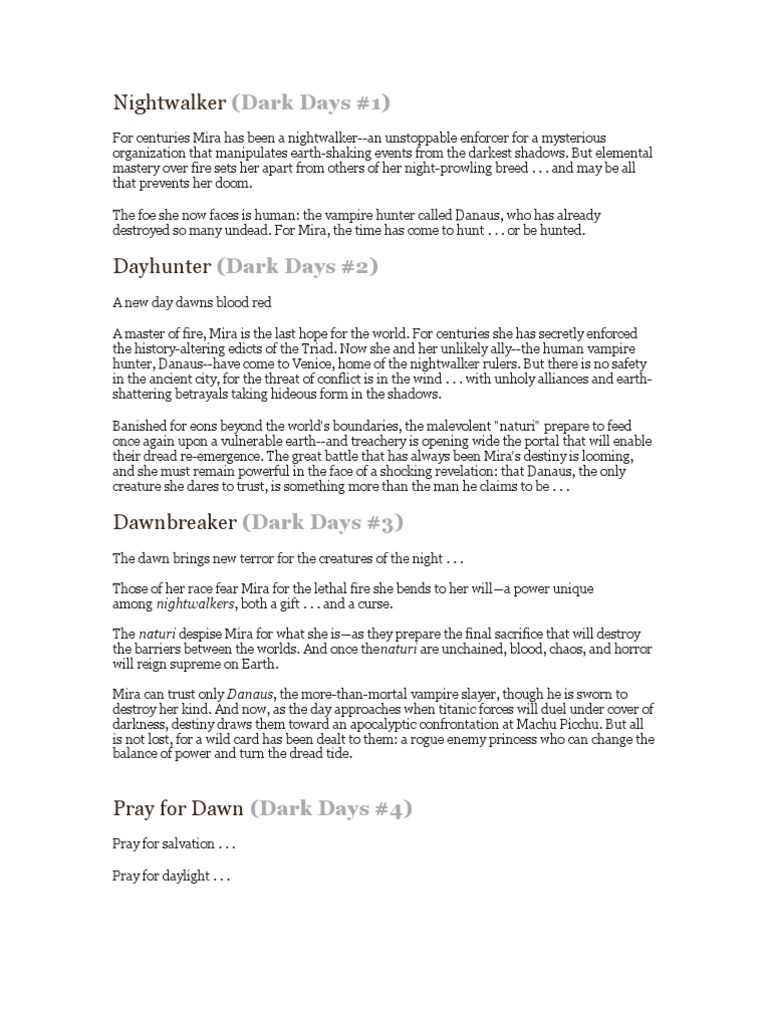 Nightwalker: (Dark Days #1) | PDF | Law | Young Adult