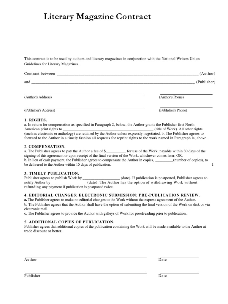 Magazine Contract Guide | PDF | Publishing | Social Institutions