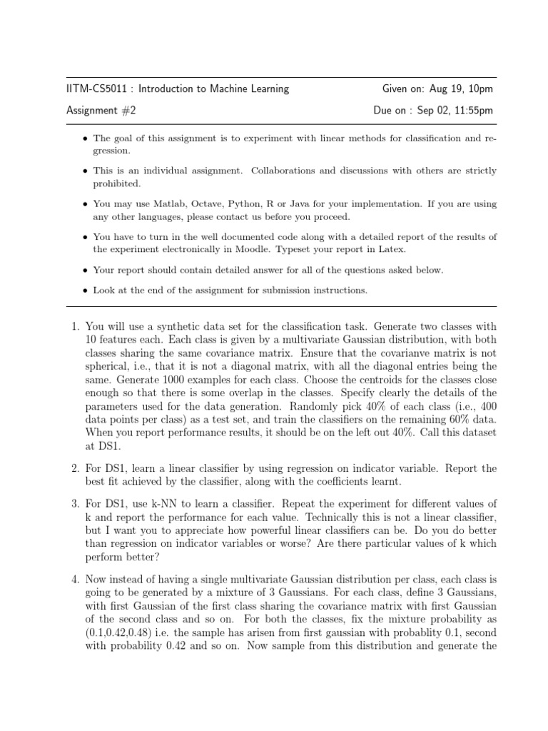 Machine Learning Assignment | PDF | Regression Analysis | Normal ...