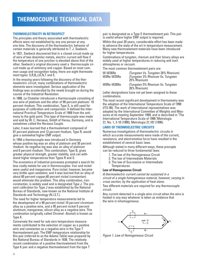 Thermocouple Technical Data: Thermoelectricity in Retrospect | PDF ...